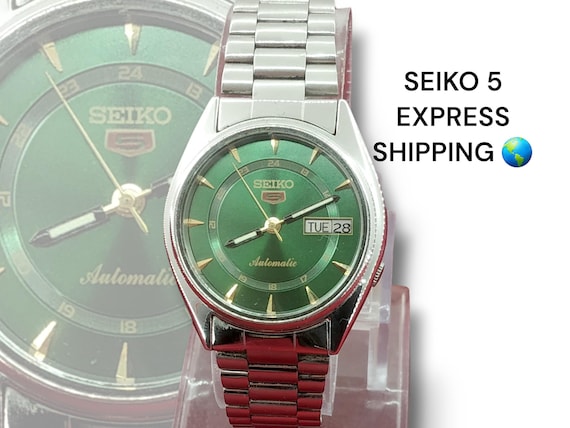 Rare Vintage Seiko 5 Green Dial Day/Date Mechanical W… - Gem