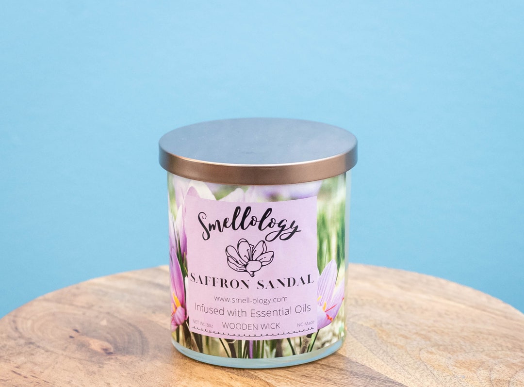 Saffron Sandal, Wooden Wick Coconut Candle, Refreshing/citrus/clean ...