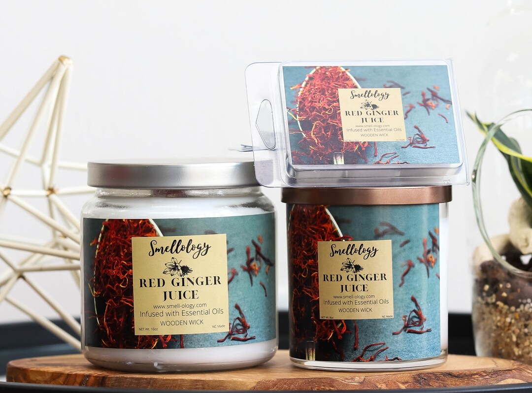 Red Ginger Juice, Wooden Wick Coconut Candle, Citrus/spicy/clean ...