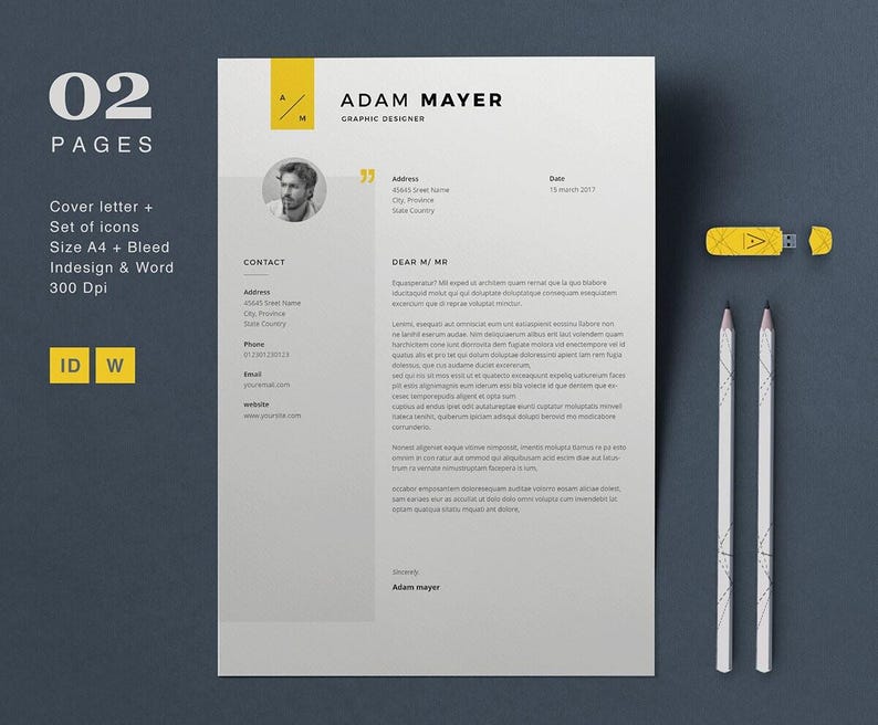 Professional Resume Template 2-page + Cover Letter | Indesign ...