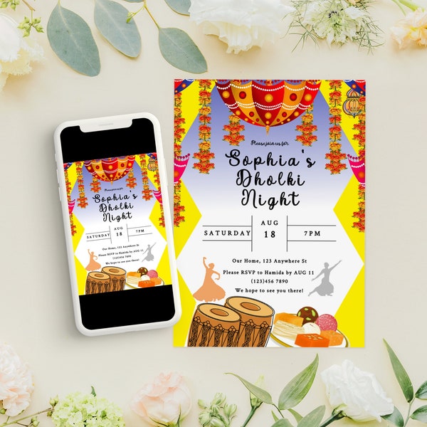 Dholki Invitation - Etsy