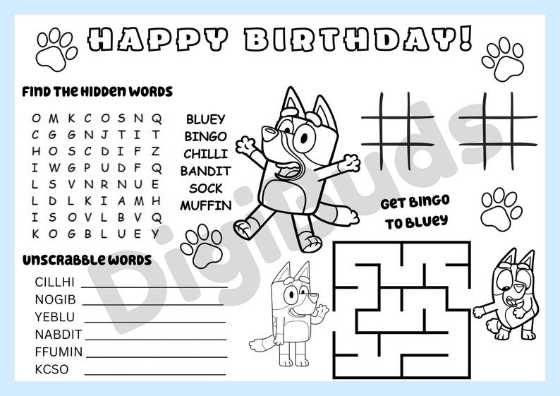Bluey Birthday Coloring Sheet - Etsy