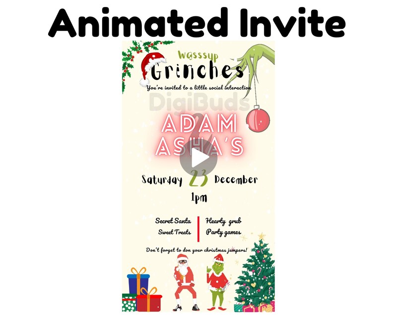 Grinch Party Christmas Digital Invitation - Etsy