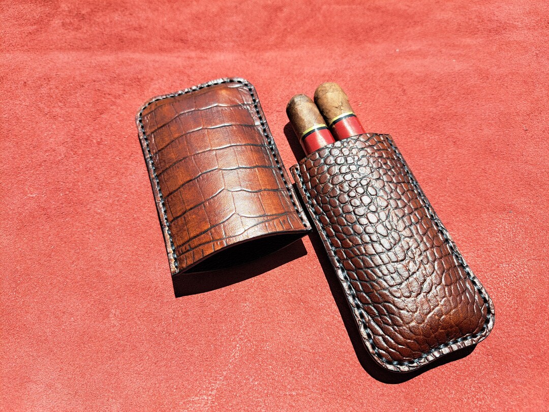 Alligator Embossed Leather Cigar Case - Etsy