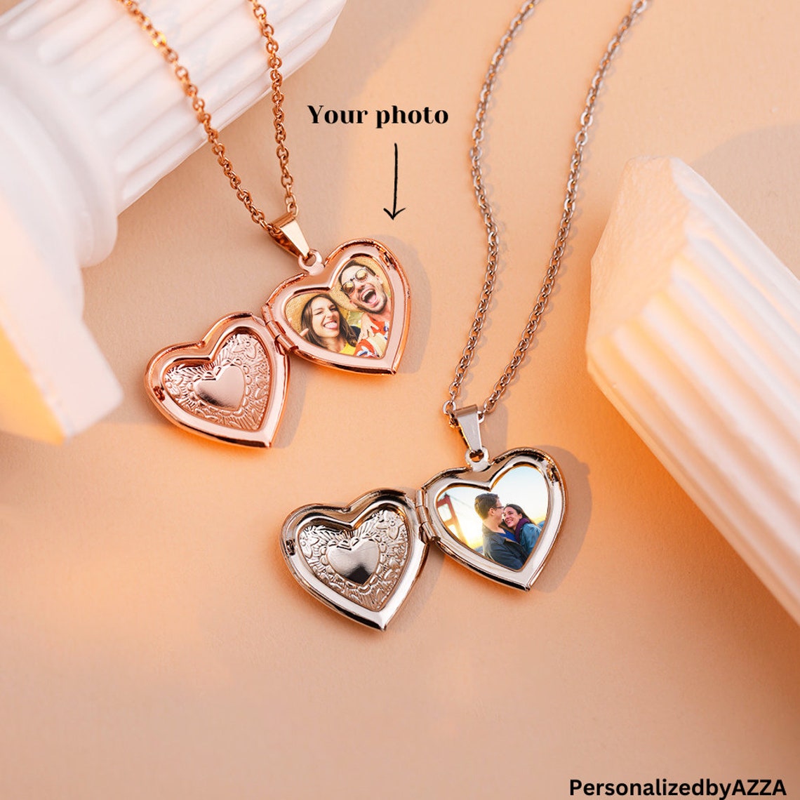 Heart Locket Necklace With Photo, Photo Locket Necklace, Silver Locket ...