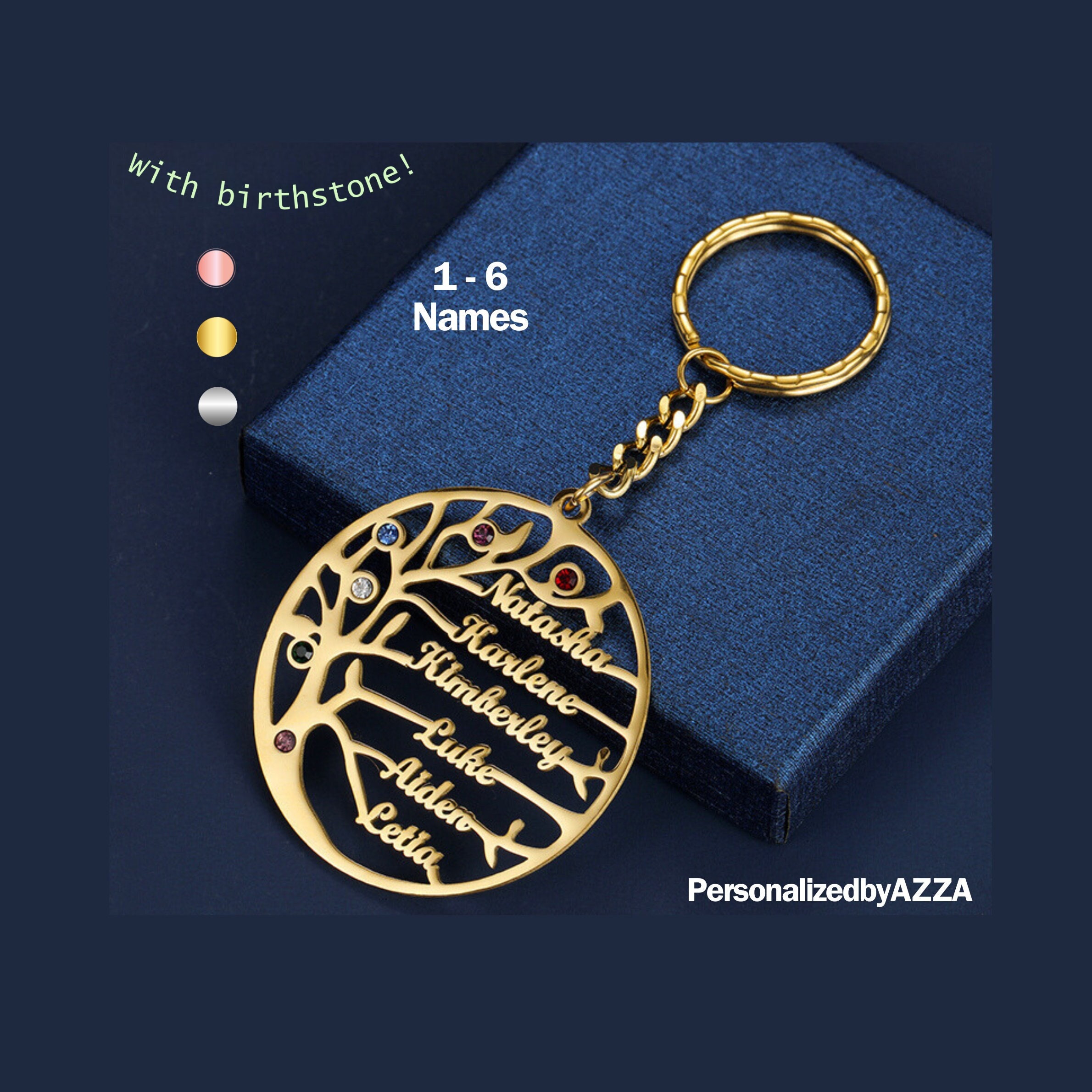 Personalized Tree of Life Name Keychain Custom Family Tree Keychain ...