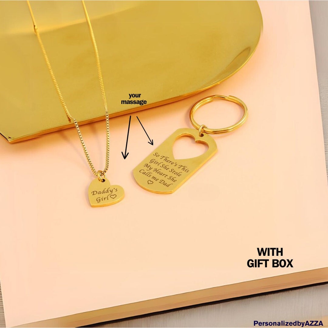 Fathers Day Gift From Daughter, Engraved Keychain, Engraved Necklace ...
