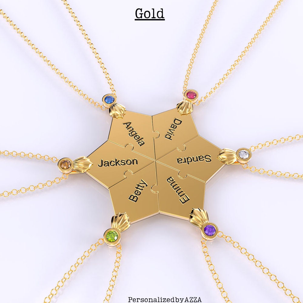Personalized Name Heart Puzzle Piece Necklace, Best Friend Necklace BFF Necklace for 2/3/4/5/6/7 ...