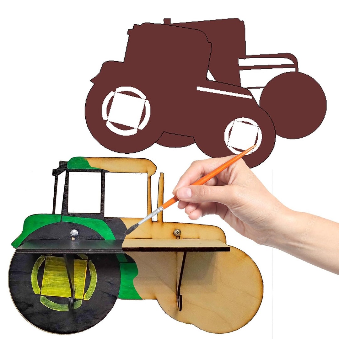 Tractor STENCILS INCLUDED + How-to Video -- Paintable Wood Shelf With ...