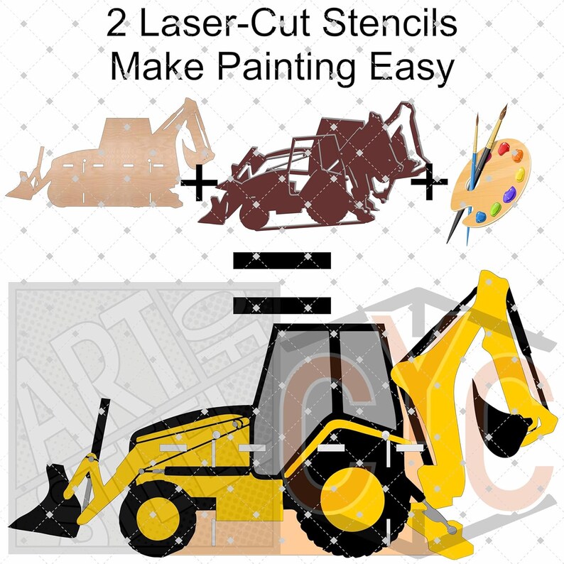 Backhoe Construction Truck STENCILS INCLUDED + How-to Video - Paintable ...