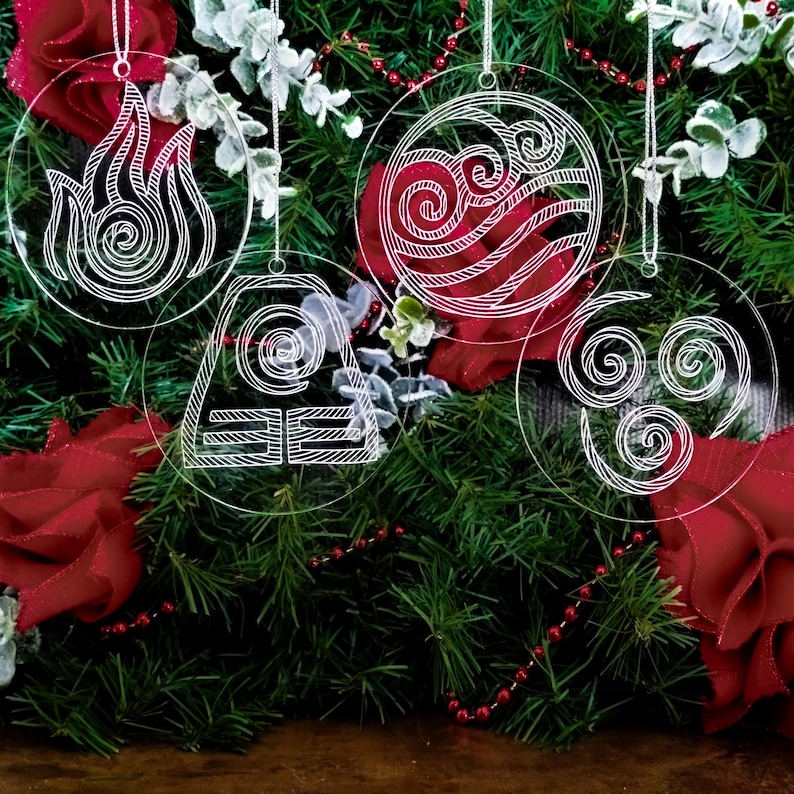 Element Symbols (water, Fire, Earth, Air) Set of 4 Clear Acrylic ...