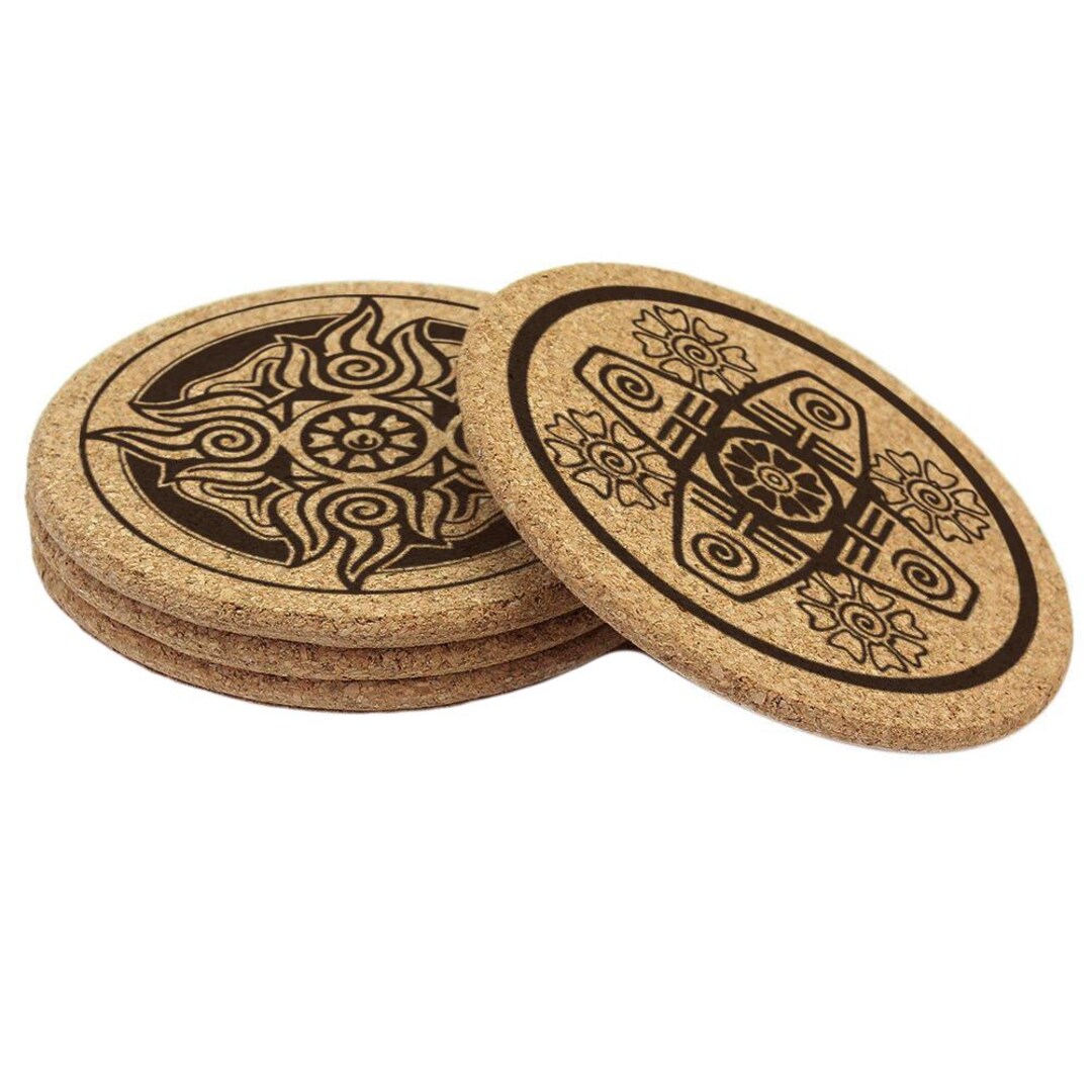 White Lotus and Element Bender Symbols - Set of 4 Cork Coasters ...