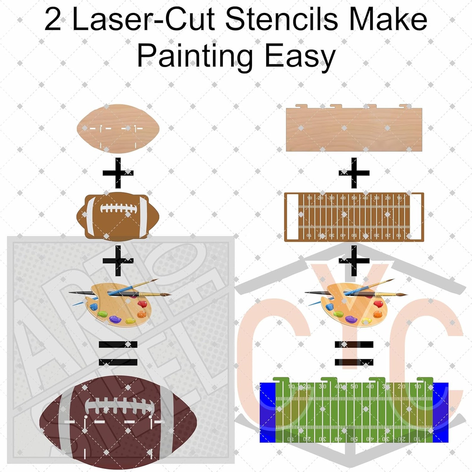 Football and Field STENCILS INCLUDED + How-to Video -- Paintable Wood ...