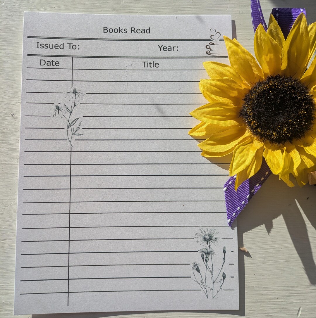 Floral Library Checkout Card - Etsy