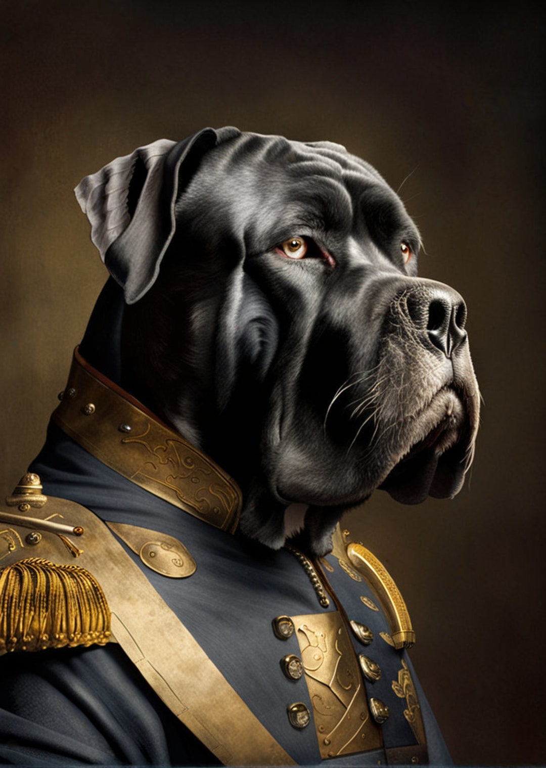 SET of 4 Portraits of Cane Corso Dog in Uniform Artwork Home - Etsy