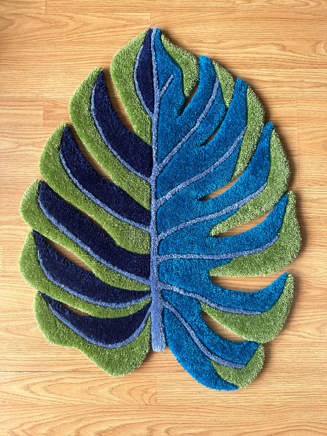 Monstera Leaf Hand Tufted Rug Unique Gift - Etsy