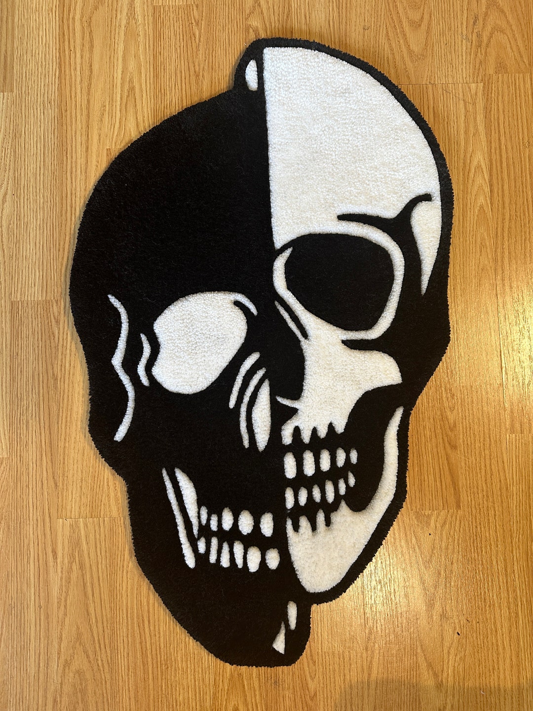 2 Faced Skull Hand Tufted Rug Unique Gift - Etsy