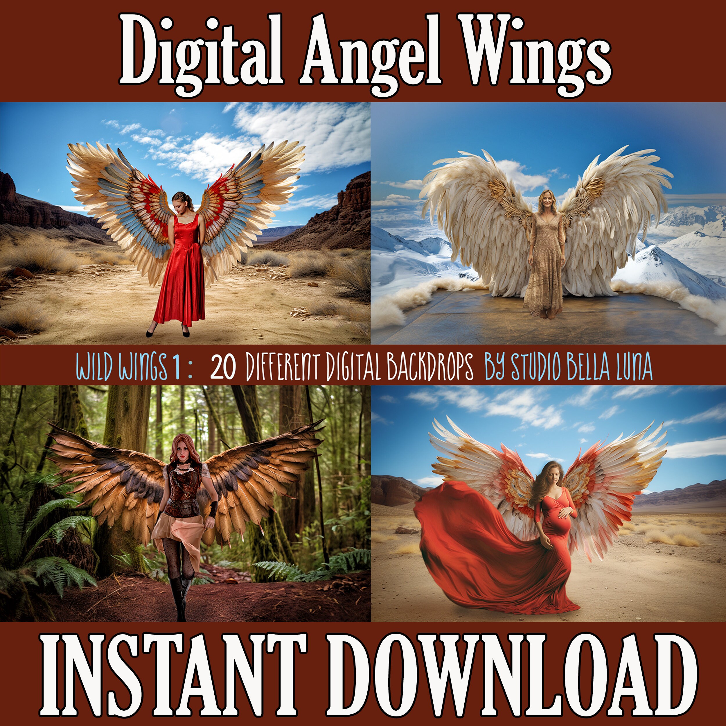 Digital Angel Wings Backdrops Maternity Backdrop Boudoir - Etsy