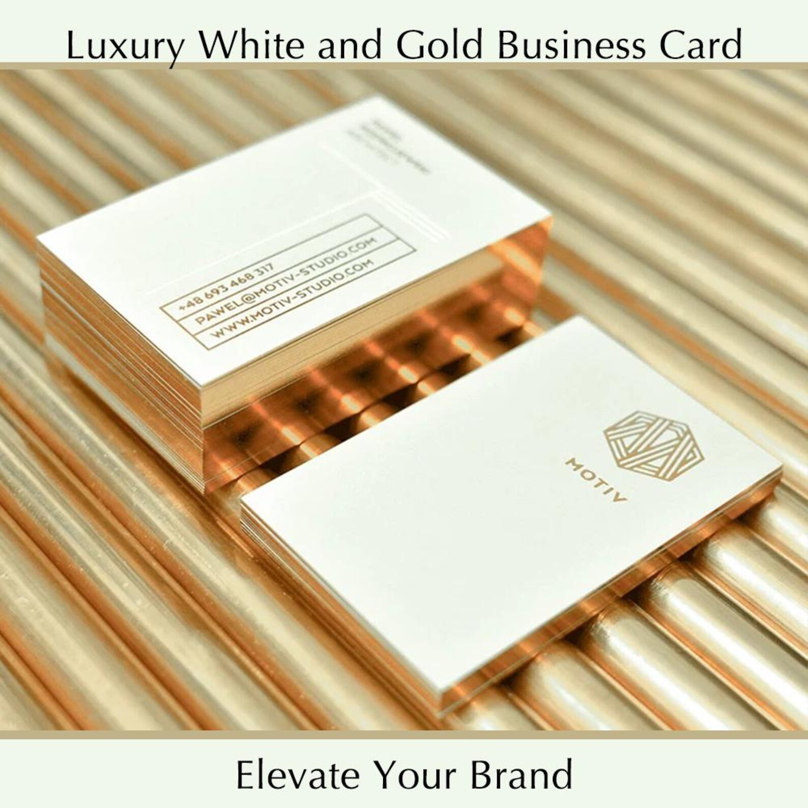 Luxury White and Gold Business Cards Gold Edges Free Design ...