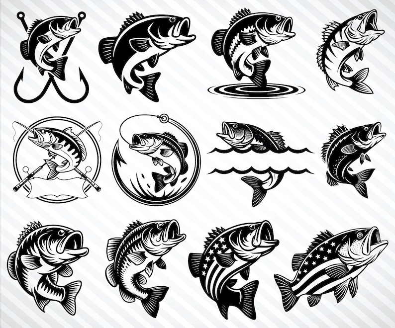 Bass Fish SVG Bundle | Largemouth Fishing Designs (100 Files) - Etsy