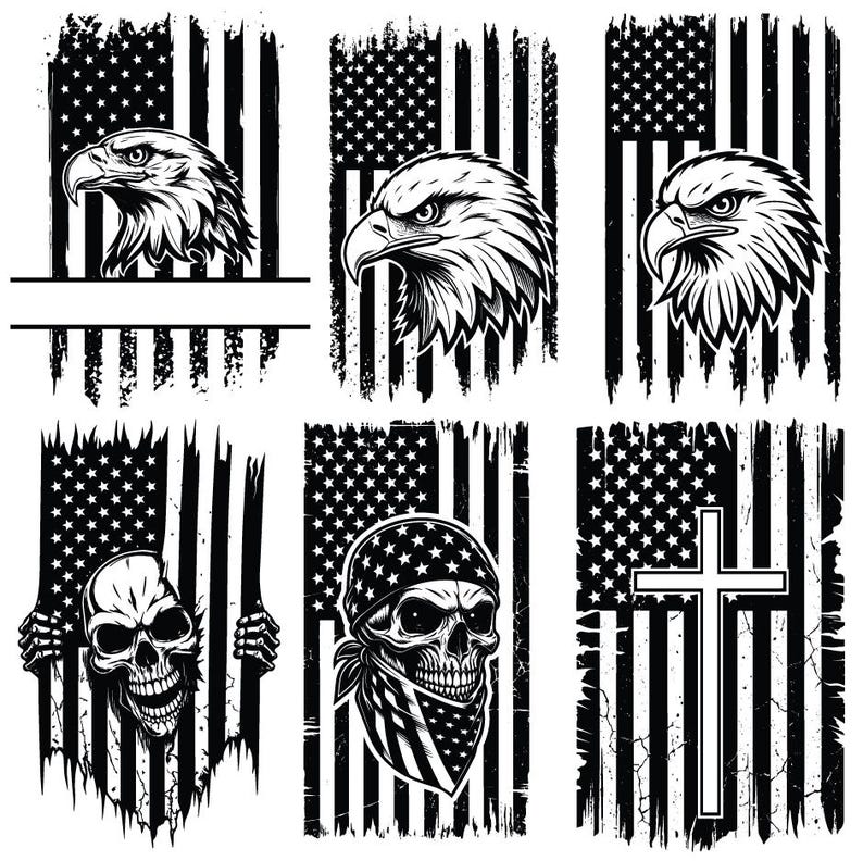 100 Distressed USA Flag SVG Bundle, Grunge Patriotic Clipart (digital ...