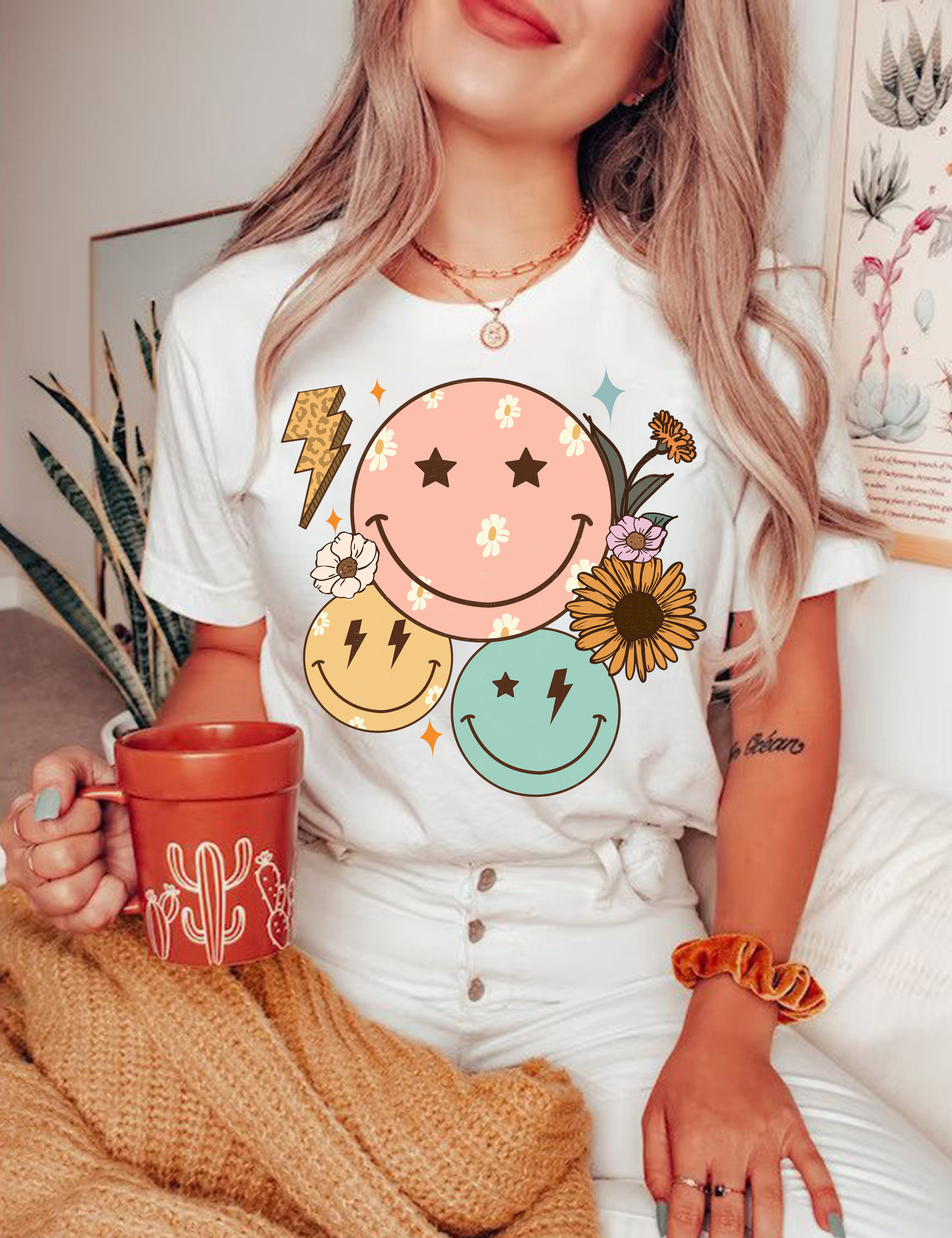 Retro Smiley Png, Smiley Face Sublimation Png, Boho Color Smiley Face ...