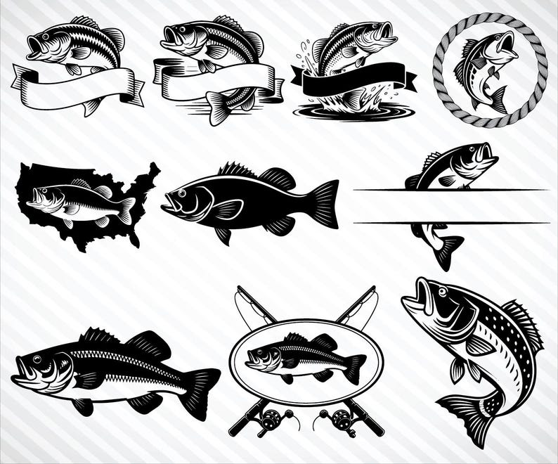 Bass Fish SVG Bundle | Largemouth Fishing Designs (100 Files) - Etsy