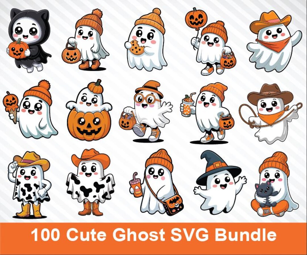 Cute Halloween Ghost SVG Bundle, Kawaii Clipart (digital Download) - Etsy