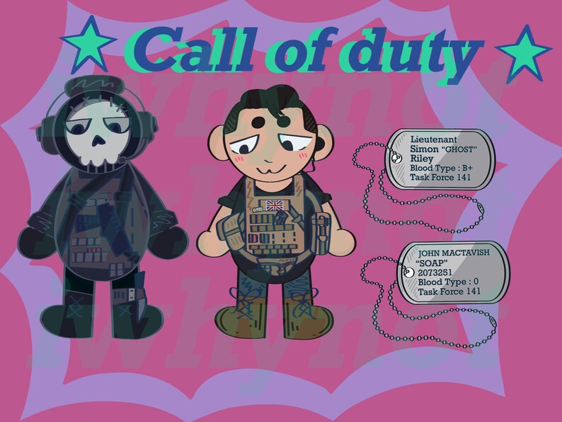 Call of Duty Stickers Ghost & Soap Dog Tags - Etsy