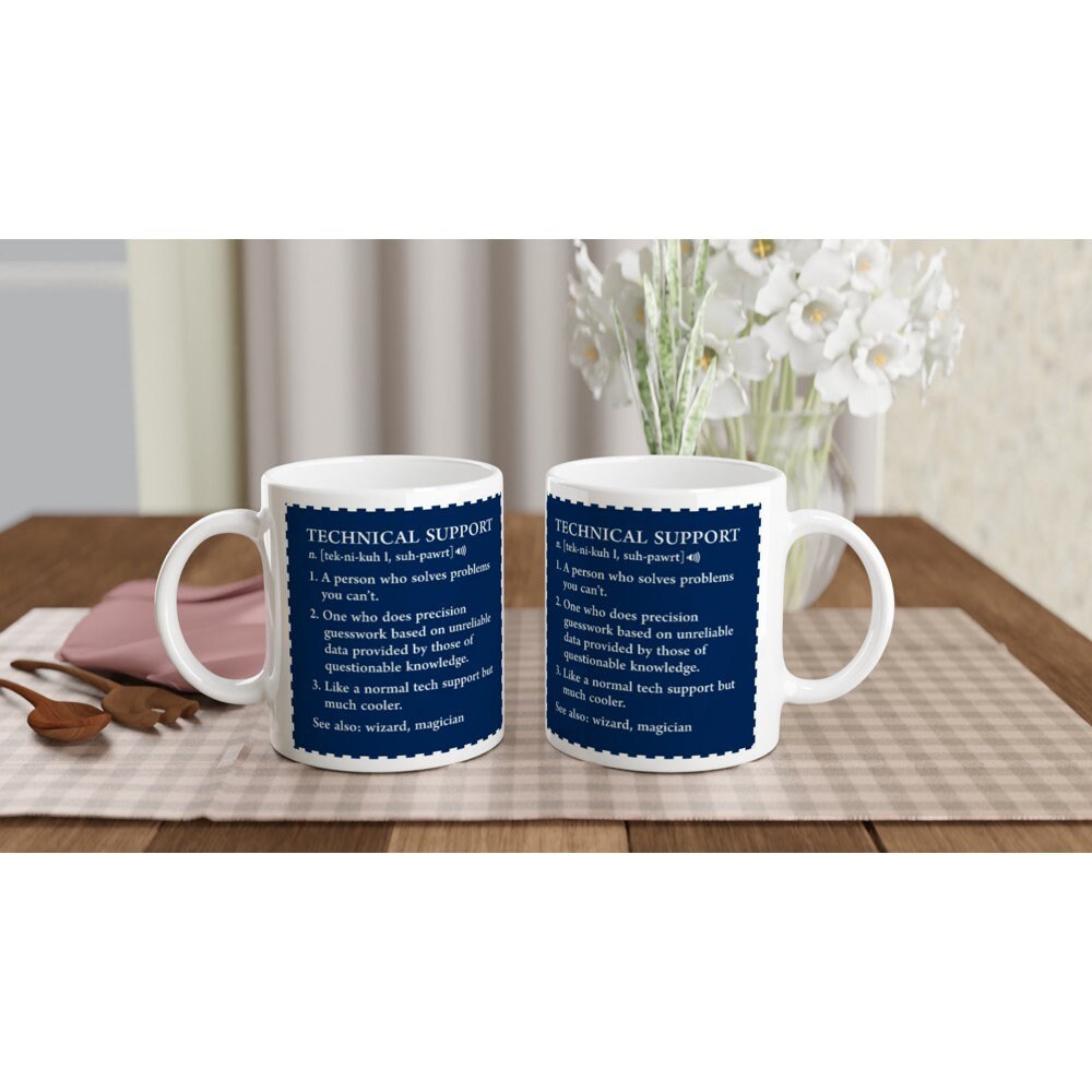 Funny Tech Support Checklist Mug - Helpdesk Tea & Coffee Mug for Office ...