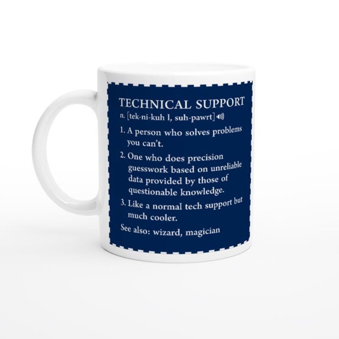 Funny Tech Support Checklist Mug - Helpdesk Tea & Coffee Mug for Office ...