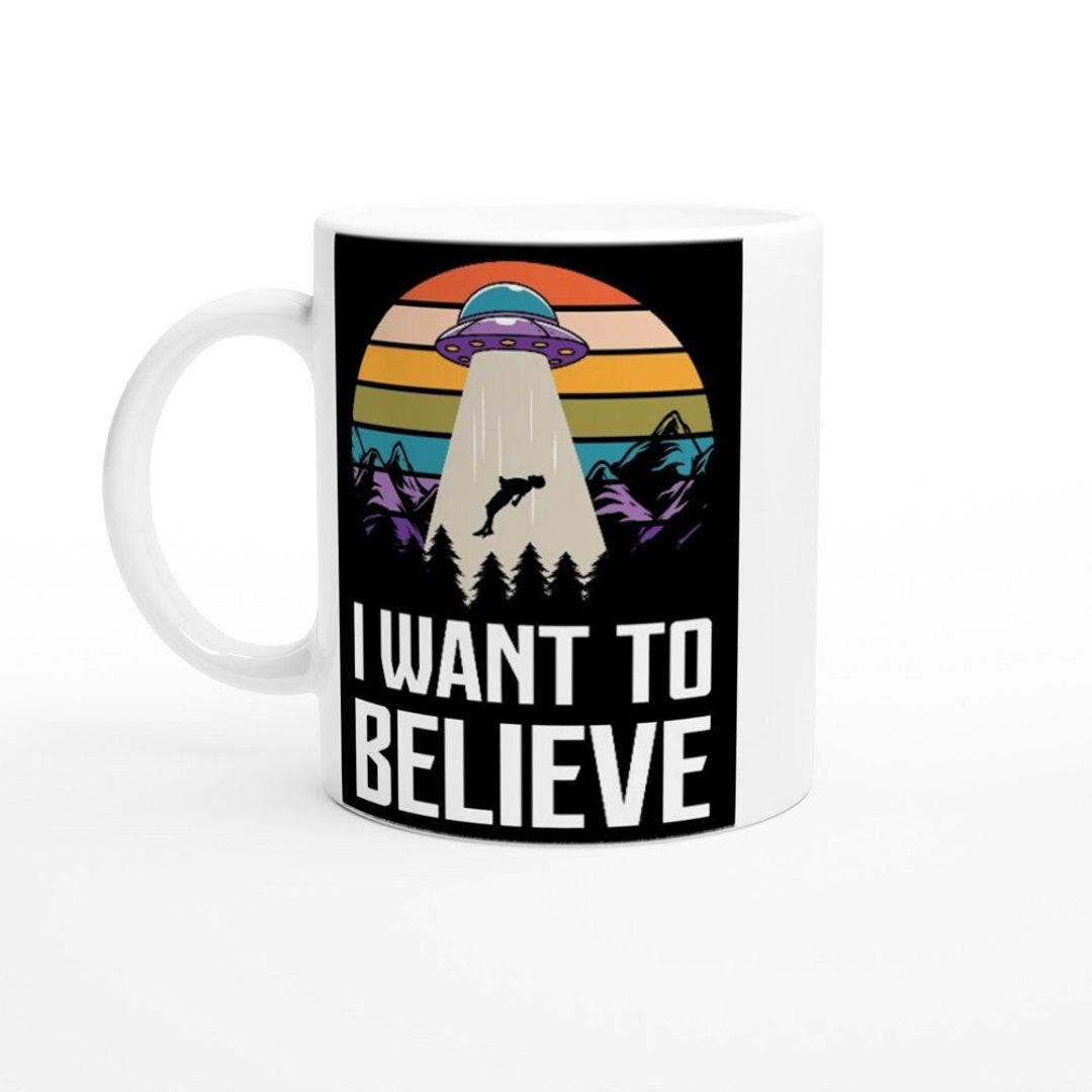 I Want to Believe Alien Abduction UFO Beam Mug, Alien Abduction Art ...