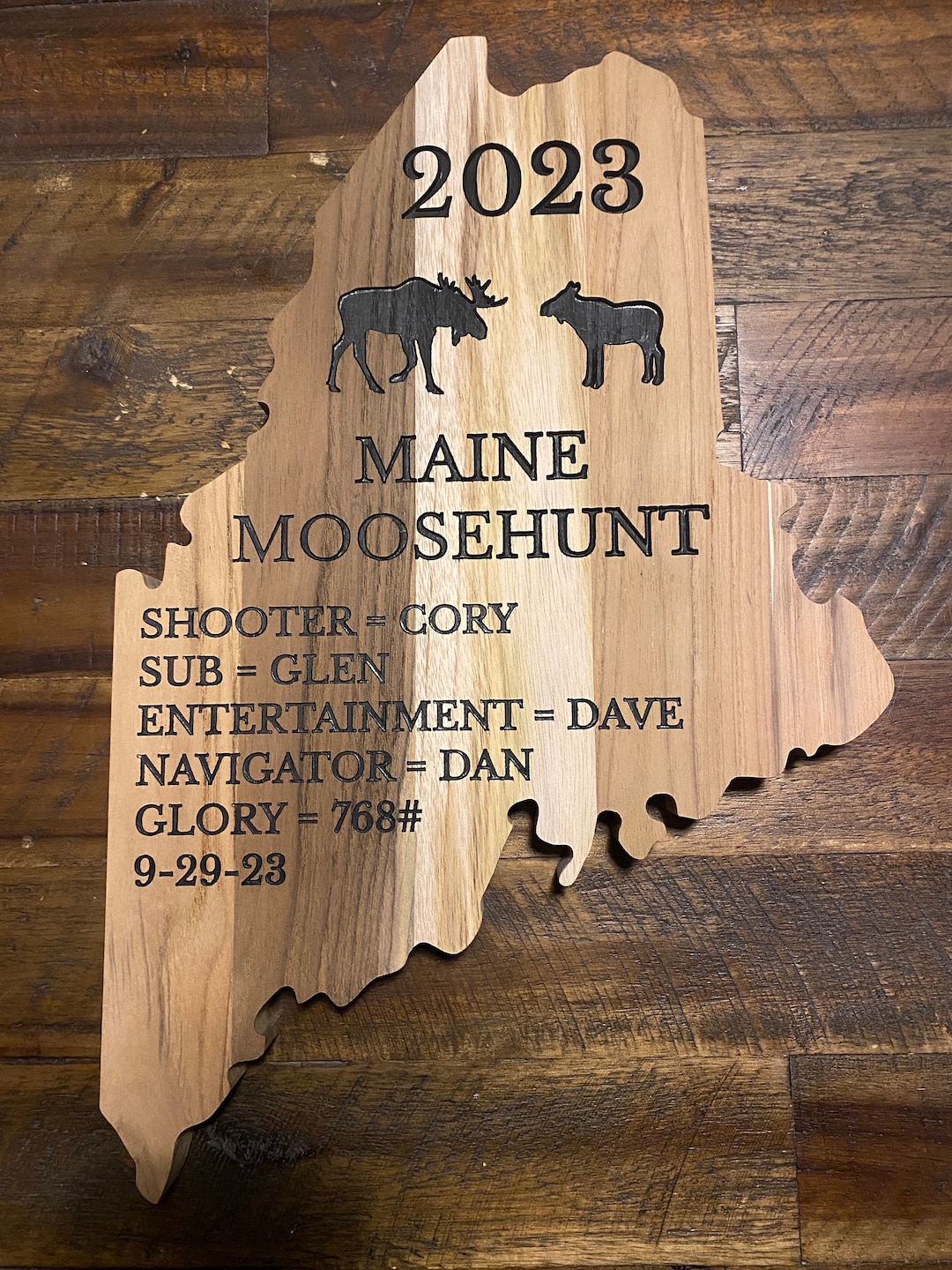 Teakwood Maine Moosehunt Personalized Plaques! - Etsy