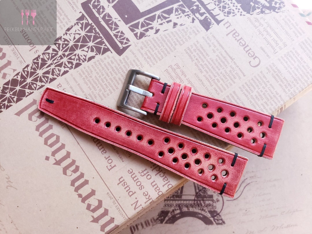 Vintage Rose Leather Handmade Rally racing Watch Strap - Etsy