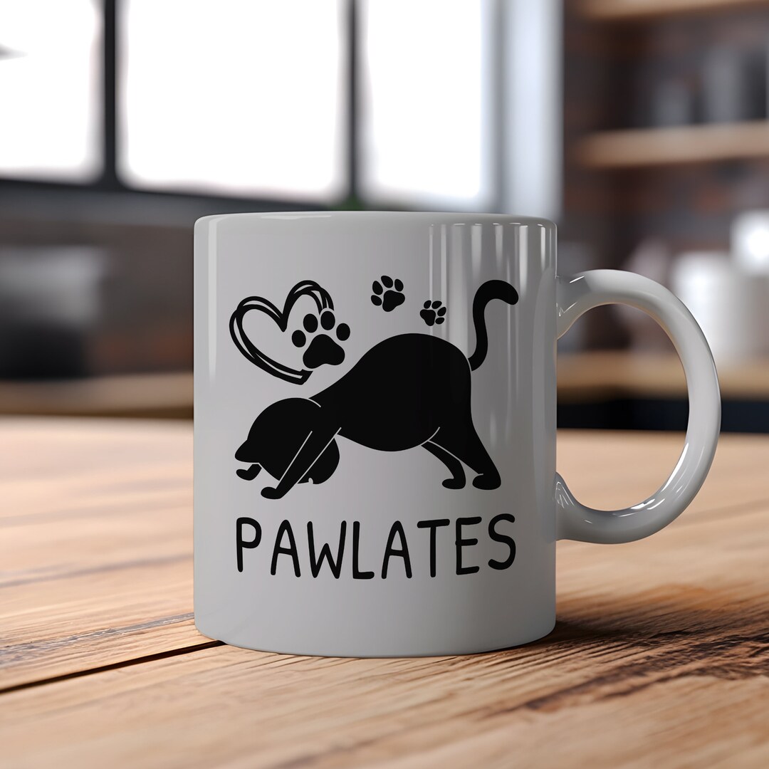 Pawlates, Pilates Cat Mug, Funny Cat Cups, Funny Cat Mug, Pilates Gift ...