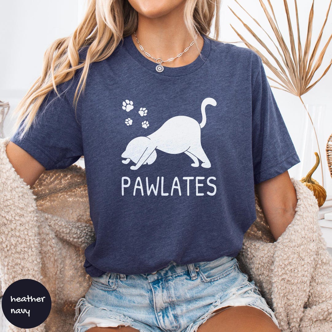 Pawlates, Funny Pilates Shirt, Catlover Tee Funny, Animated Animal ...