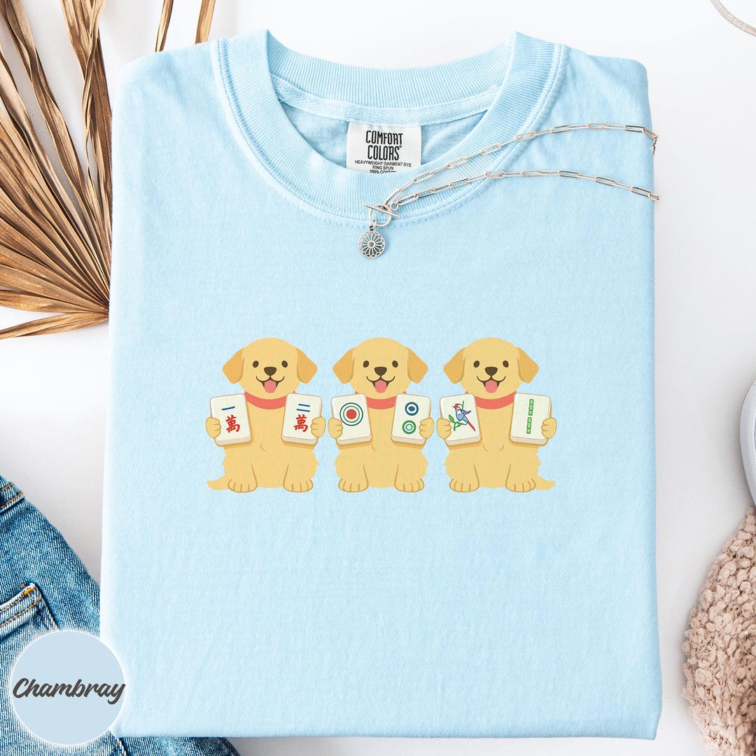 Dogs Holding Mahjong Tiles Comfort Colors Shirt, Gift for Mahjong ...