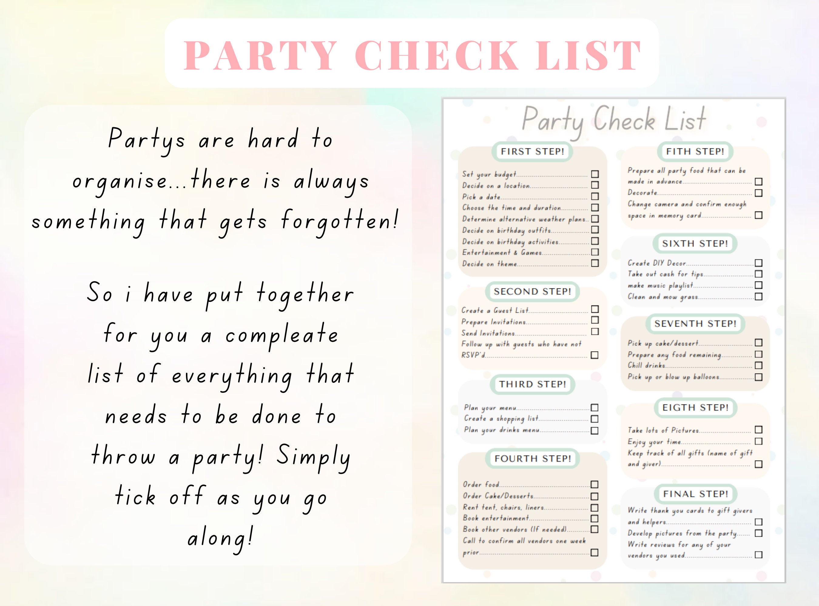 Guest and Party Check List | PDF Download | A4, A5, US Letter Pdfs ...
