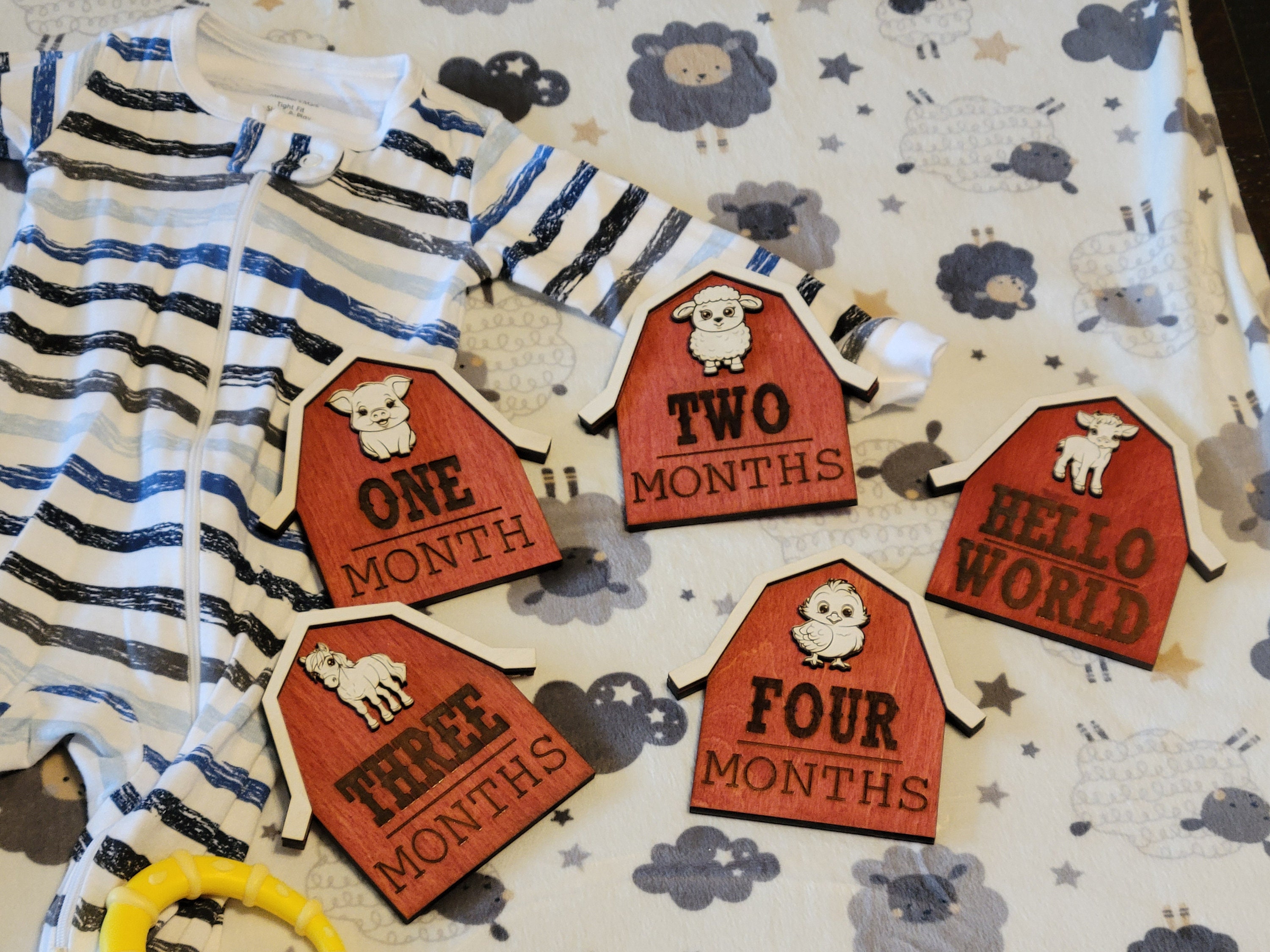 Barn Baby Monthly Milestone Cards, Baby Farm Animals, Monthly Milestone ...