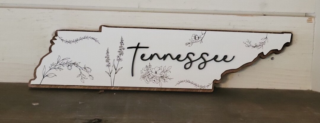 TENNESSEE Wood Wall Sign: Floral Map of Tennessee | State Art ...