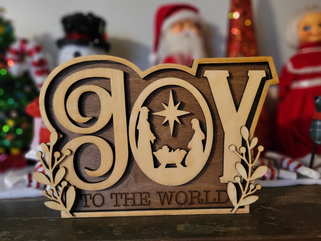 Joy to the World Shelf Sitter| Wood Laser Engraved Home Decor ...