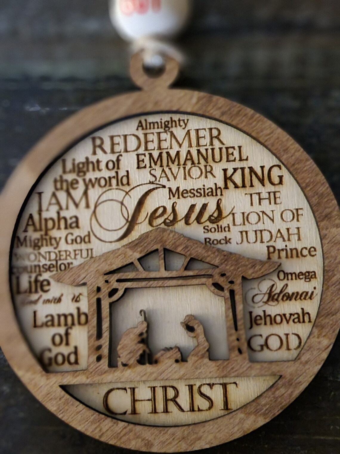 Nativity Scene With Names of Jesus| Laser Engraved Manger Ornament ...