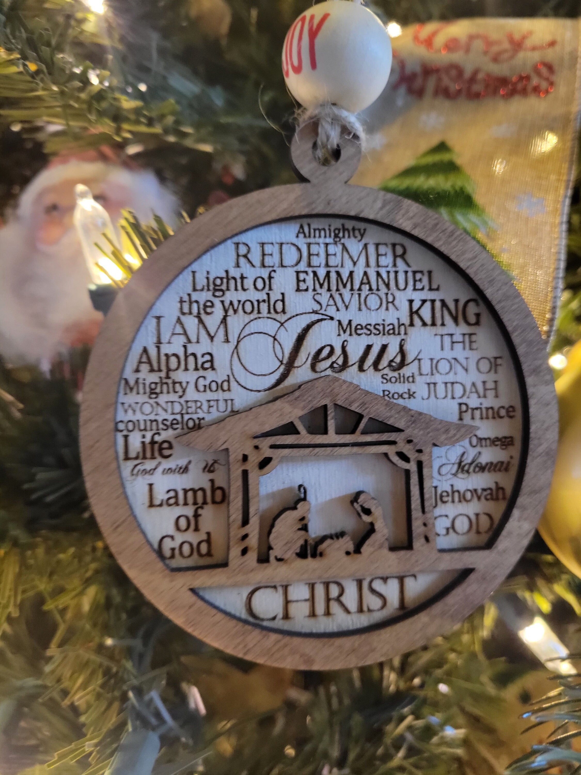 Nativity Scene With Names of Jesus Laser Engraved Manger - Etsy