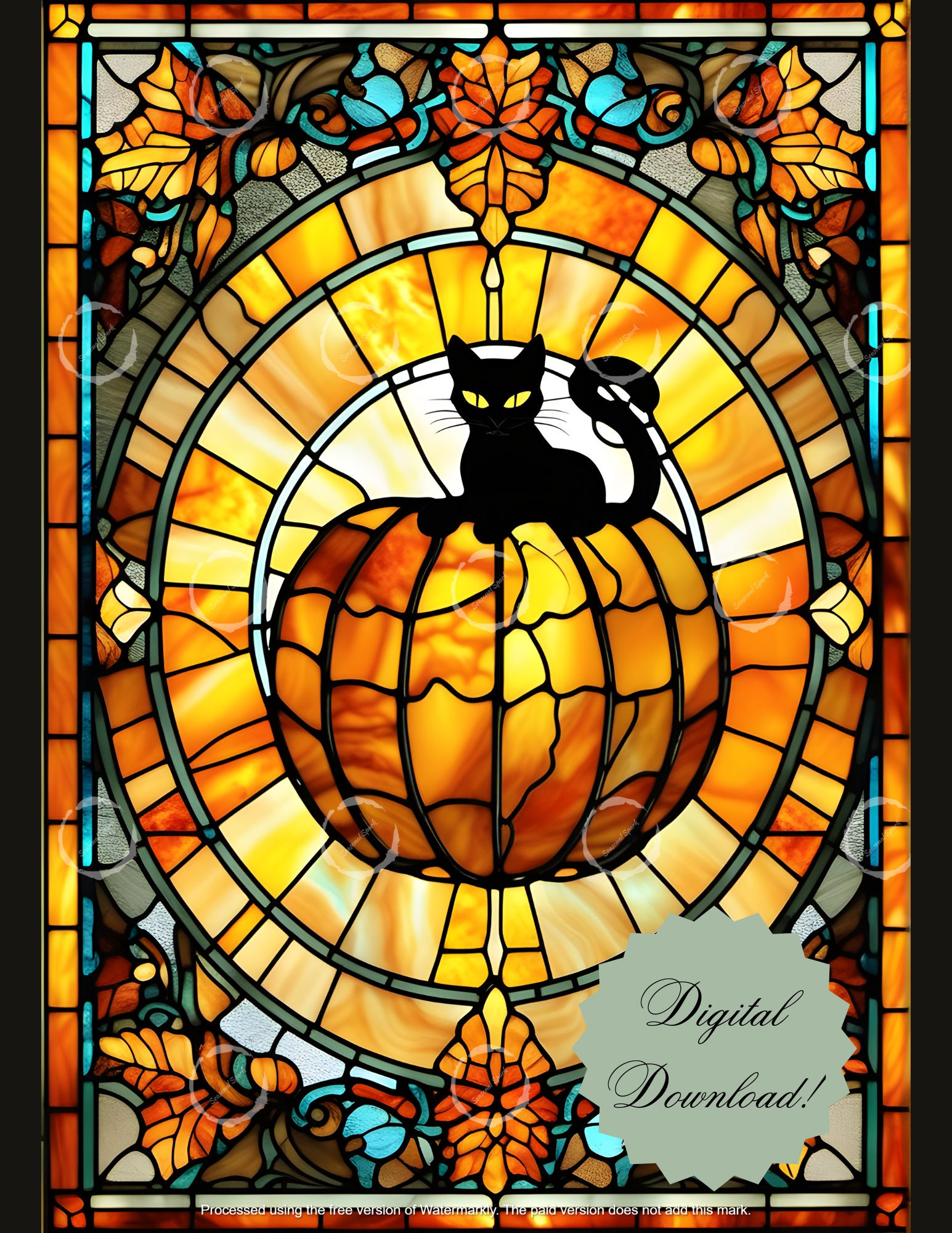 Stained Glass Halloween PNG Bundle - Etsy