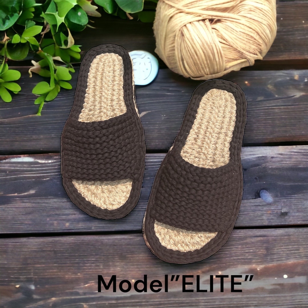 Handmade UNISEX Crochet Slides Rubber Sole/unisex Summer Slippers ...