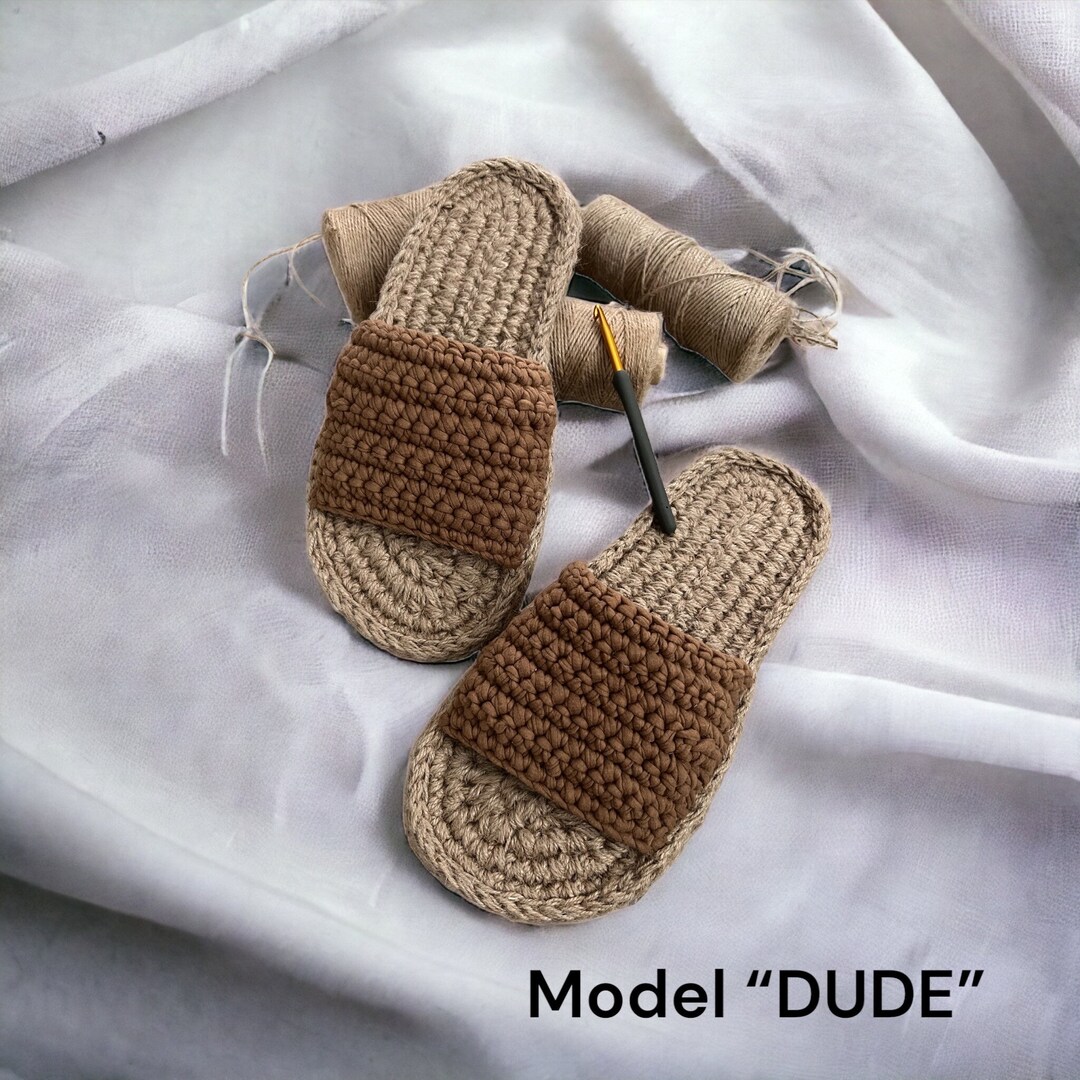 Handmade Men's Crochet Slippers Rubber Sole/custom Made Men's Slippers ...
