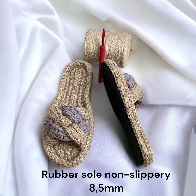 Handmade Women Hemp Crochet Espadrille Slides Rubber Sole/women Hemp ...