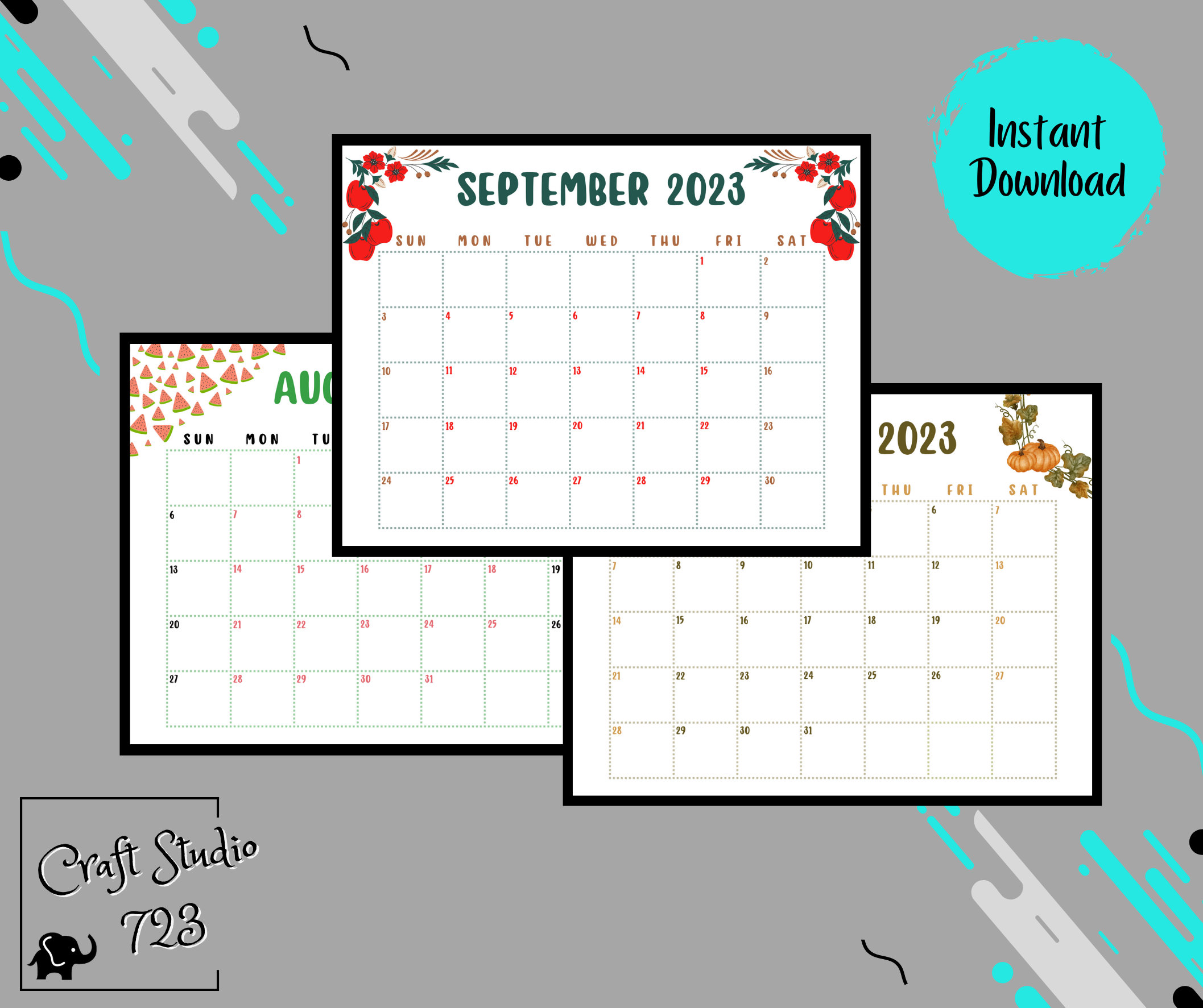 2023-2024 Printable Calendar - Seasonal Calendar - Aug-july - 8.5 X 11 ...