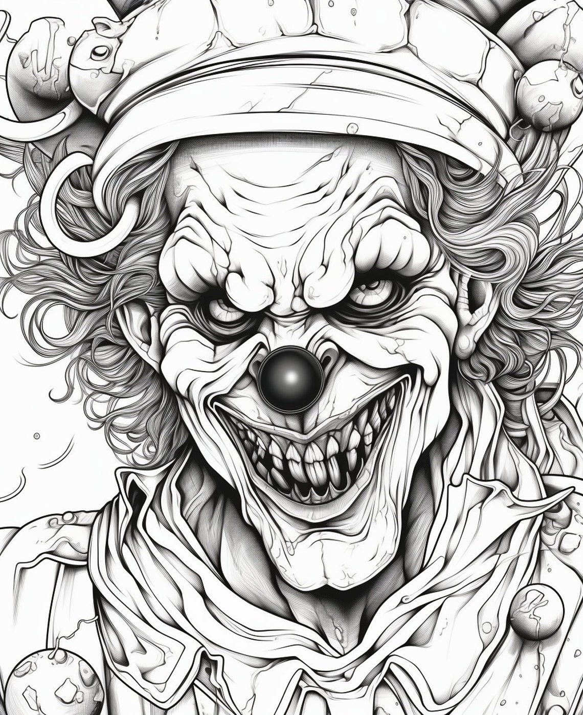 25 Pages - Halloween SCARY Clowns - Adult Coloring Pages, Adult ...