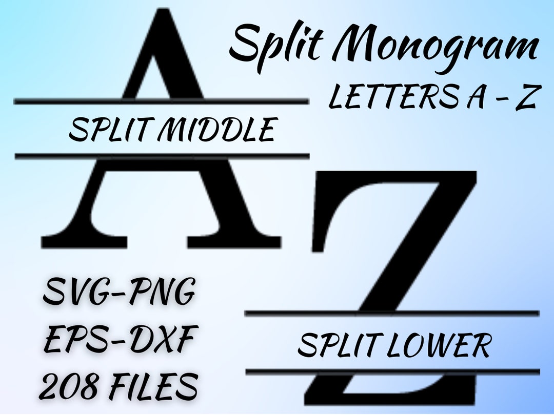 Split Monogram SVG Bundle, 26 Split Middle, 26 Split Lower, Spilt ...